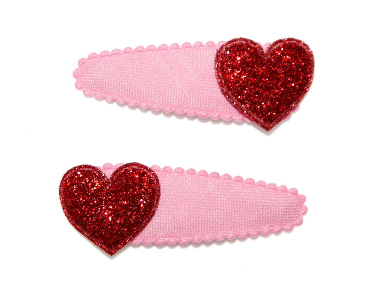 Glitter Heart Mid Snaps - Red/Pink – Goody Gumdrops Accessories