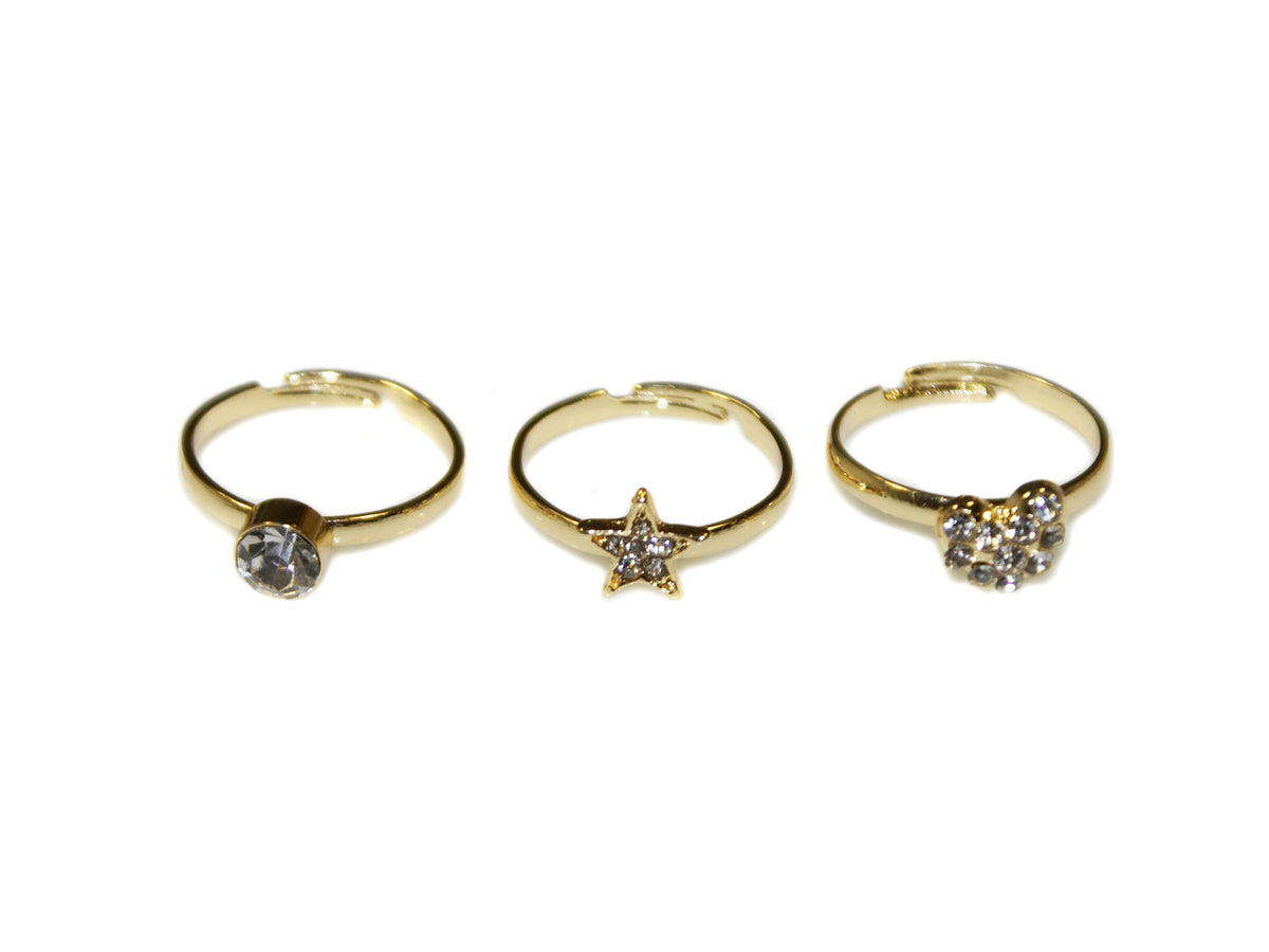 Princess Diamante 3 Ring Set - Gold – Goody Gumdrops Accessories